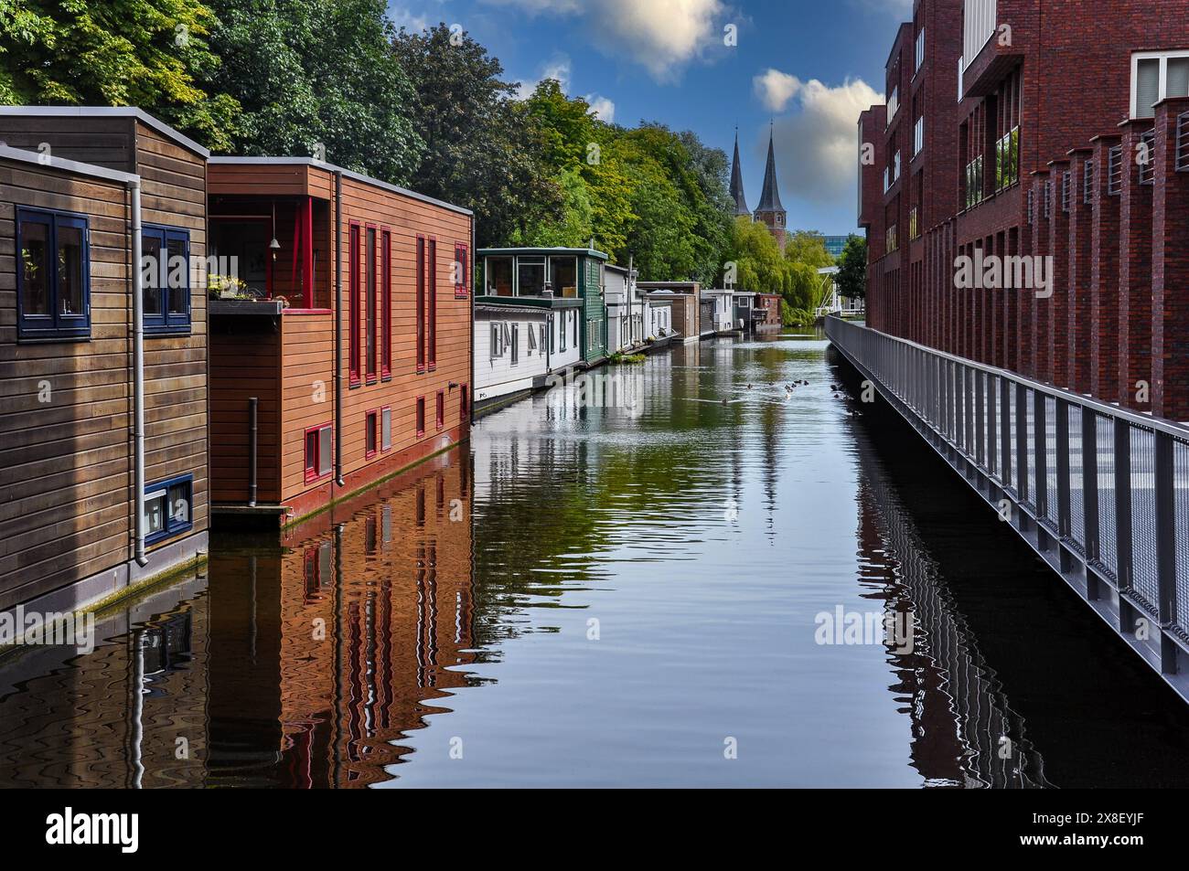 One of the most beautiful Dutch cities: buildings and canals in Delft ...