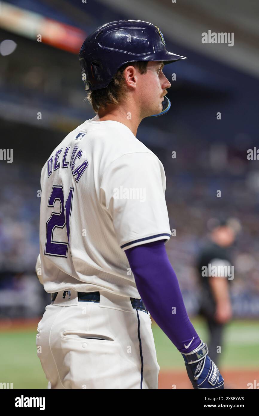 St. Petersburg, FL: Tampa Bay Rays outfielder Jonny DeLuca (21) waits ...