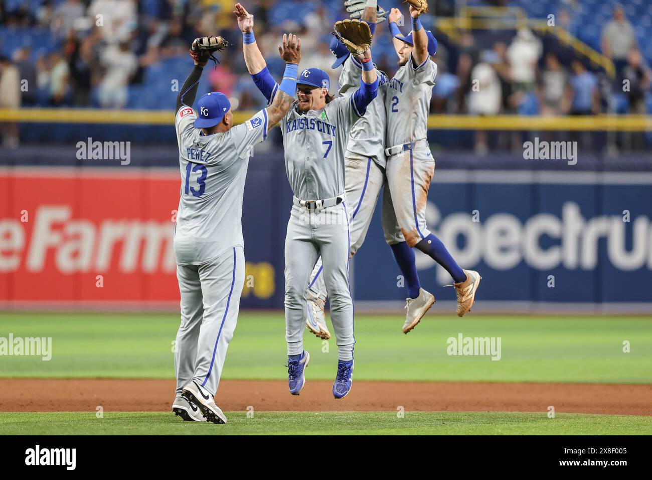 St. Petersburg, FL: Kansas City Royals infielders Salvador Perez (13 ...
