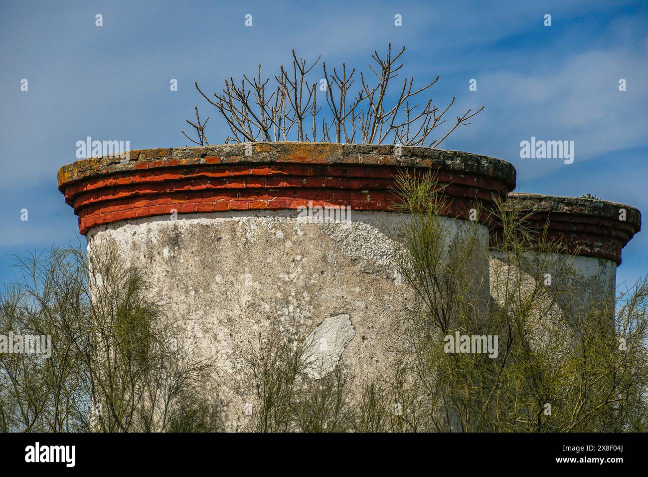 Old water tanks in Conquista town, Water supply Stock Photo - Alamy