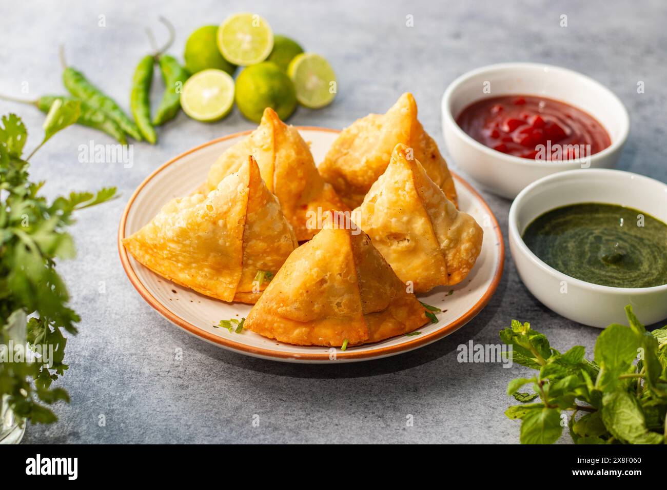 selective focus Samosa, Spiced potato-filled pastry, crispy, Savory ...