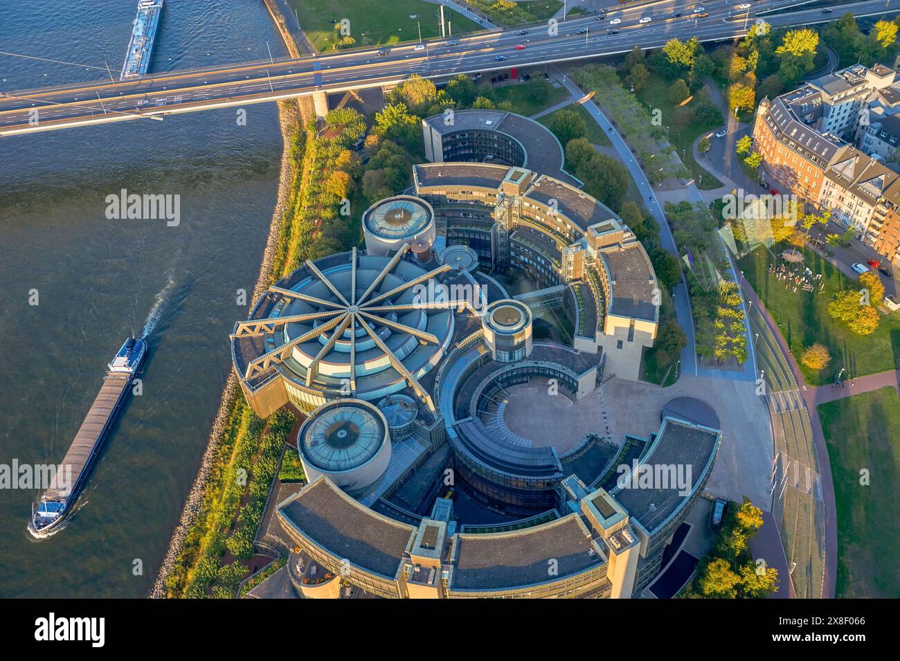 Aerial city view on Dusseldorf from the Rhine Tower Stock Photo - Alamy