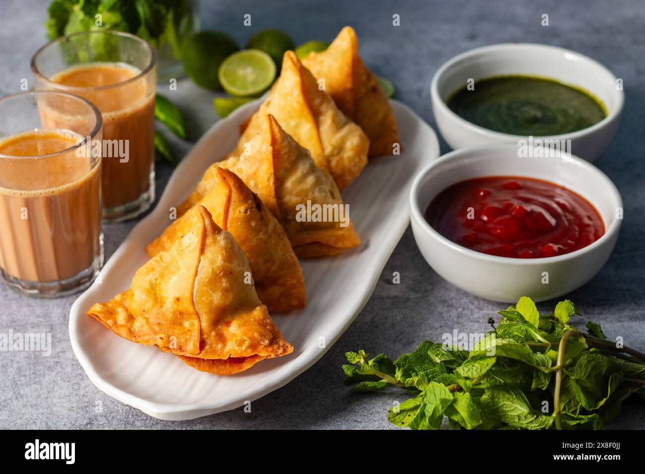 selective focus Samosa, Spiced potato-filled pastry, crispy, Savory ...