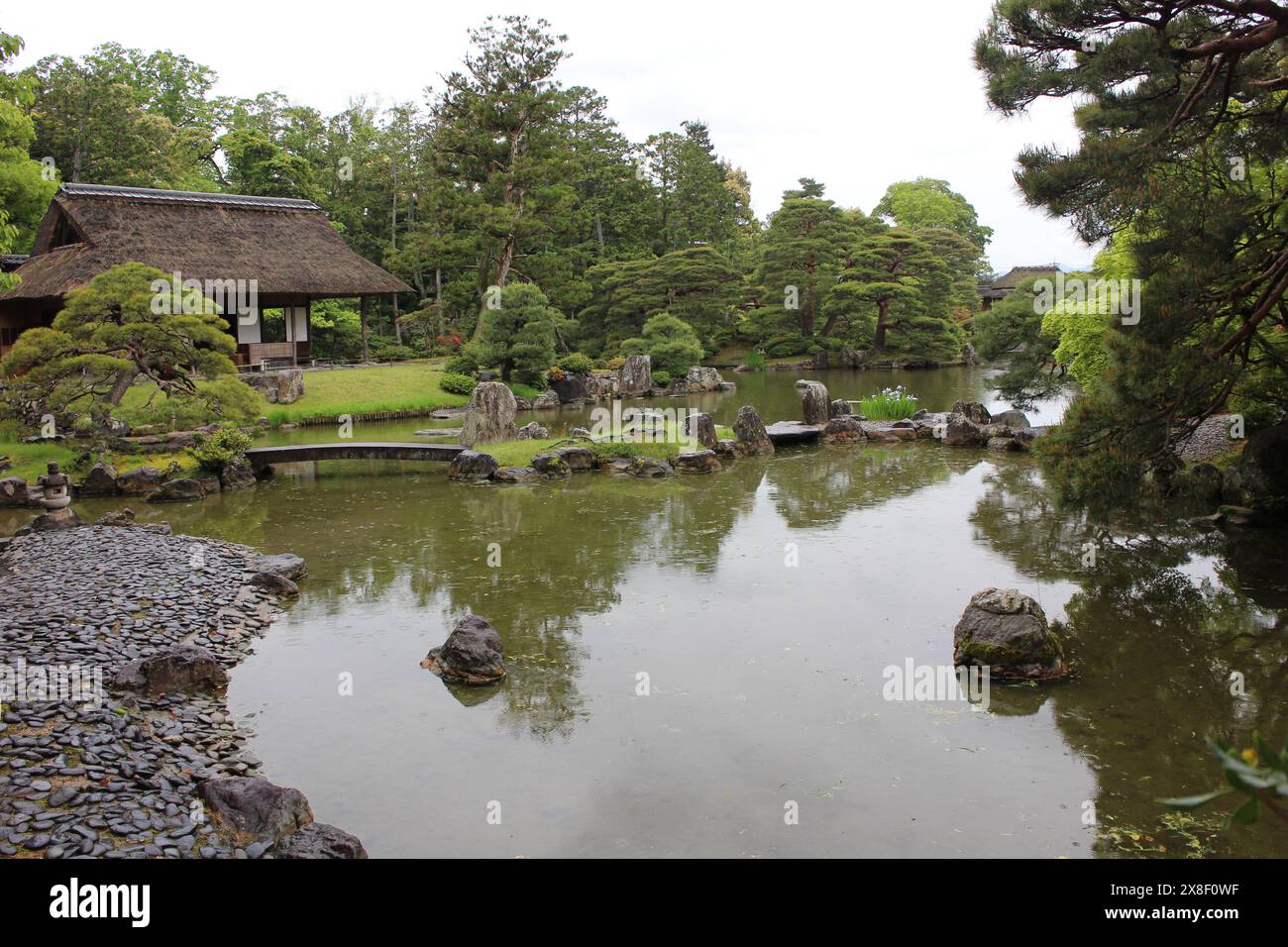 Shokin-tei and Japanese garden in Katsura Imperial Villa, Kyoto, Japan ...