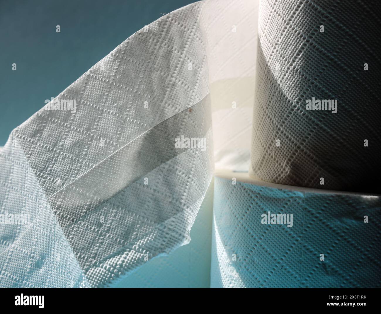 Toilet paper seemed down the middle to save on waste Stock Photo - Alamy