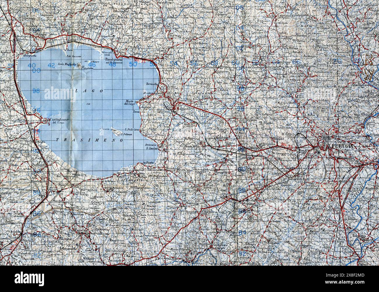 Exerpt of Map Sheet 122(1:100000 scale) of Perugia, Umrbia, Italy from GSGS (Geographical ...