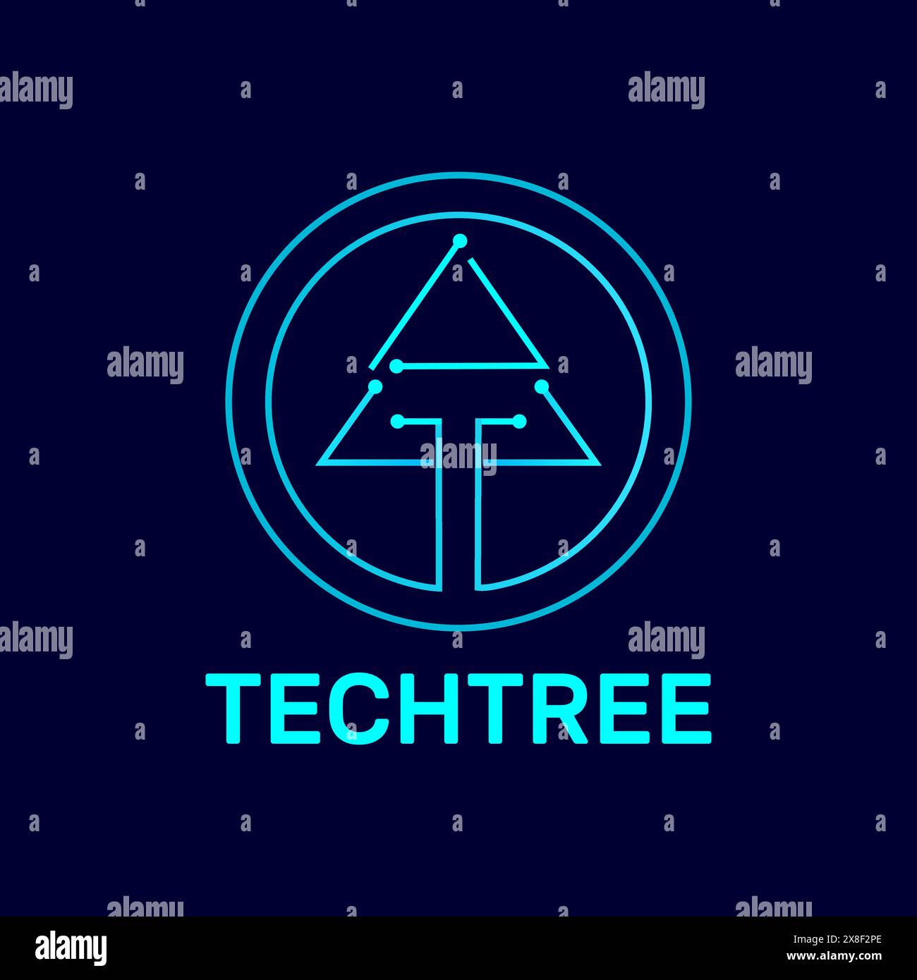 a tree made of technology signs within a circle, technology logo ...
