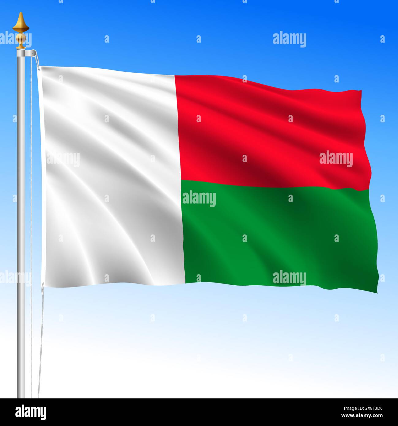 Madagascar, official national waving flag, african country, vector ...