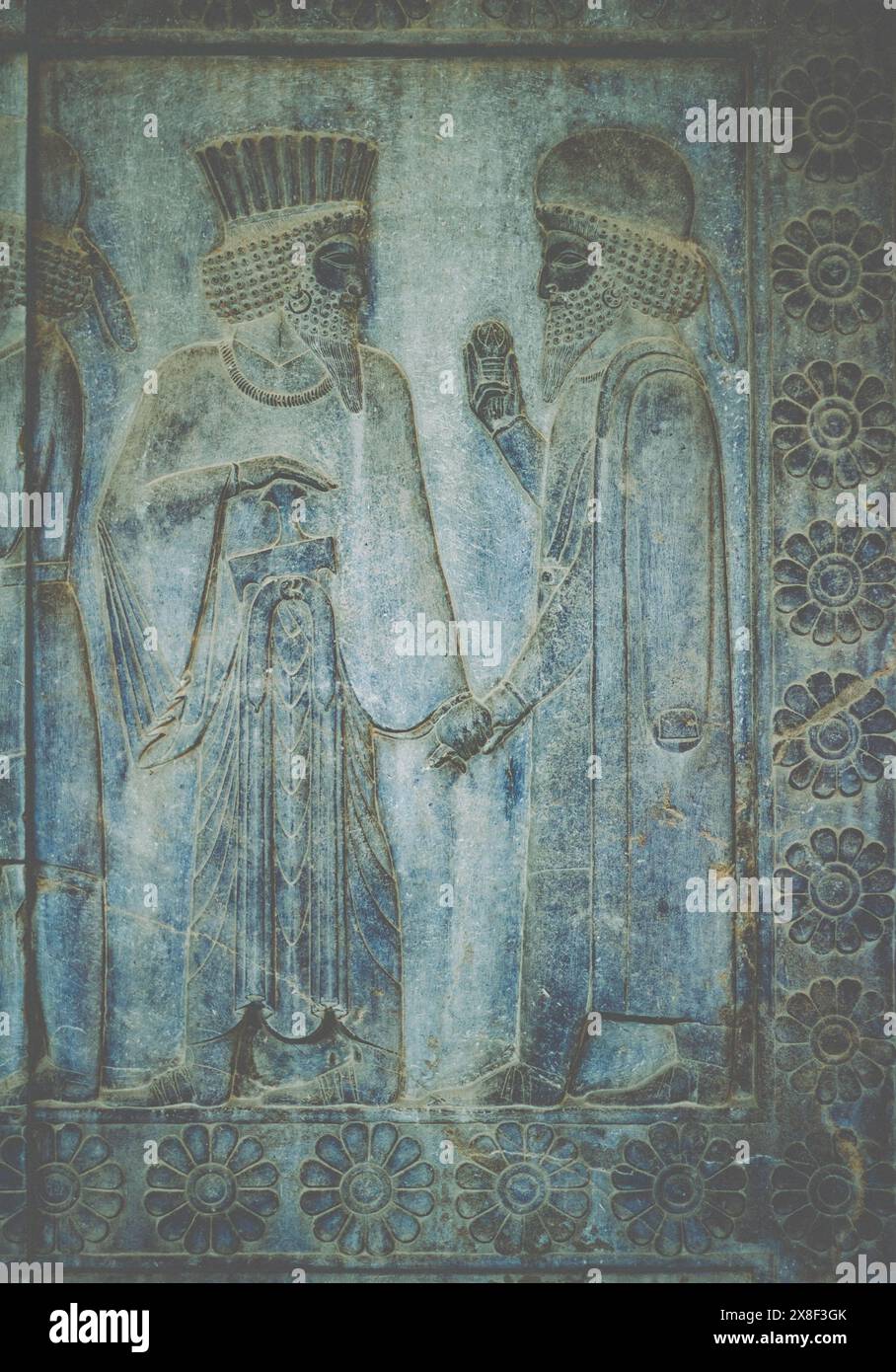 Stone carving of two Persian soldiers, Persepolis, 500 BC, Shiraz, Iran ...