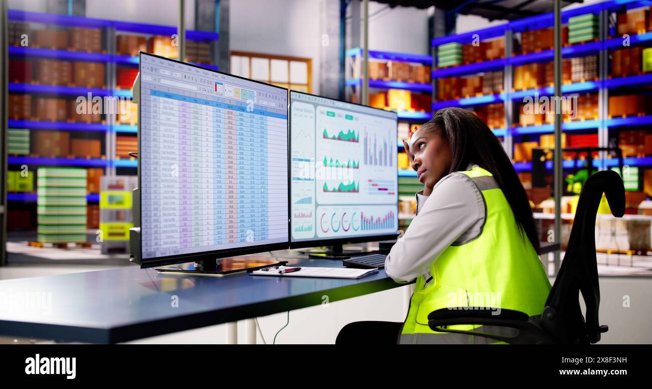 Tired Unhappy Warehouse Worker. Staff In Office Stock Photo - Alamy