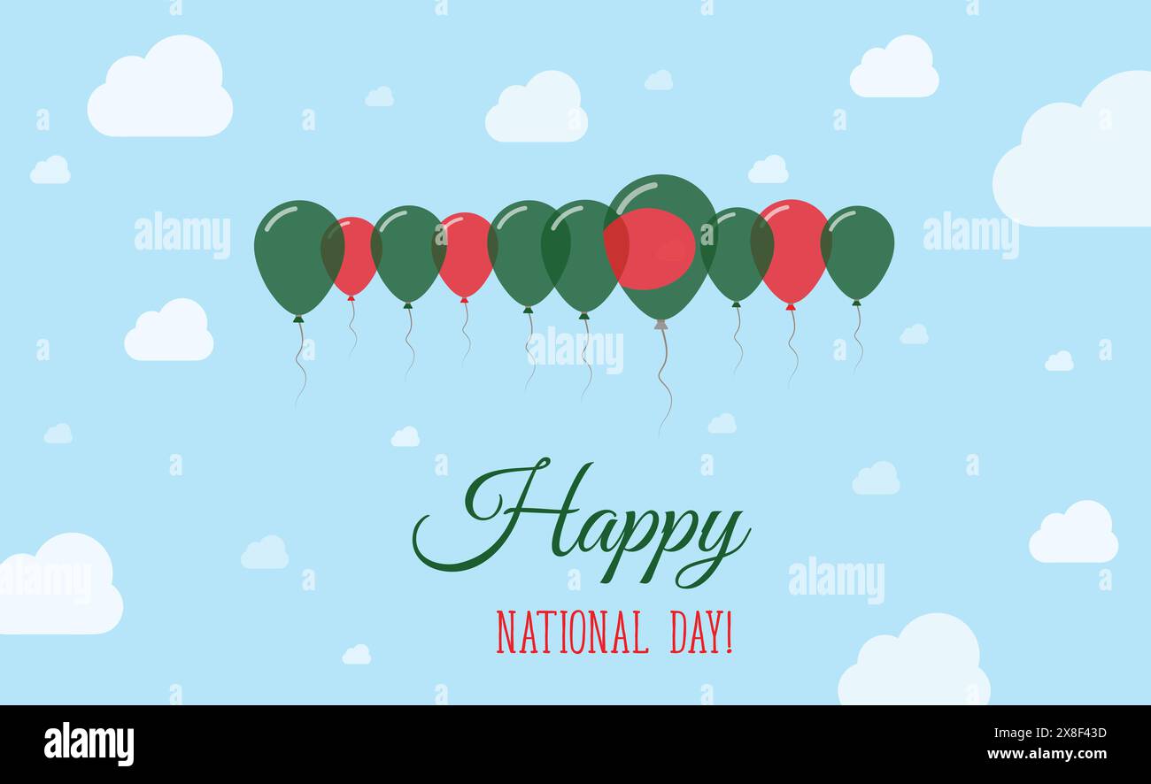 Bangladesh Independence Day Sparkling Patriotic Poster. Row of Balloons ...