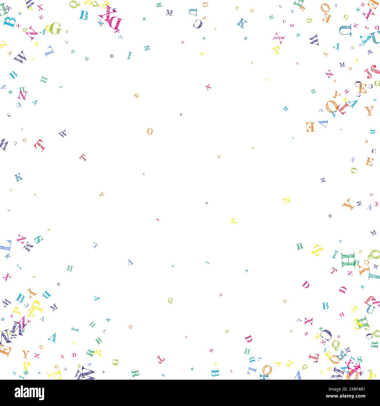 Concept of school background. Colorful childish falling letters of ...