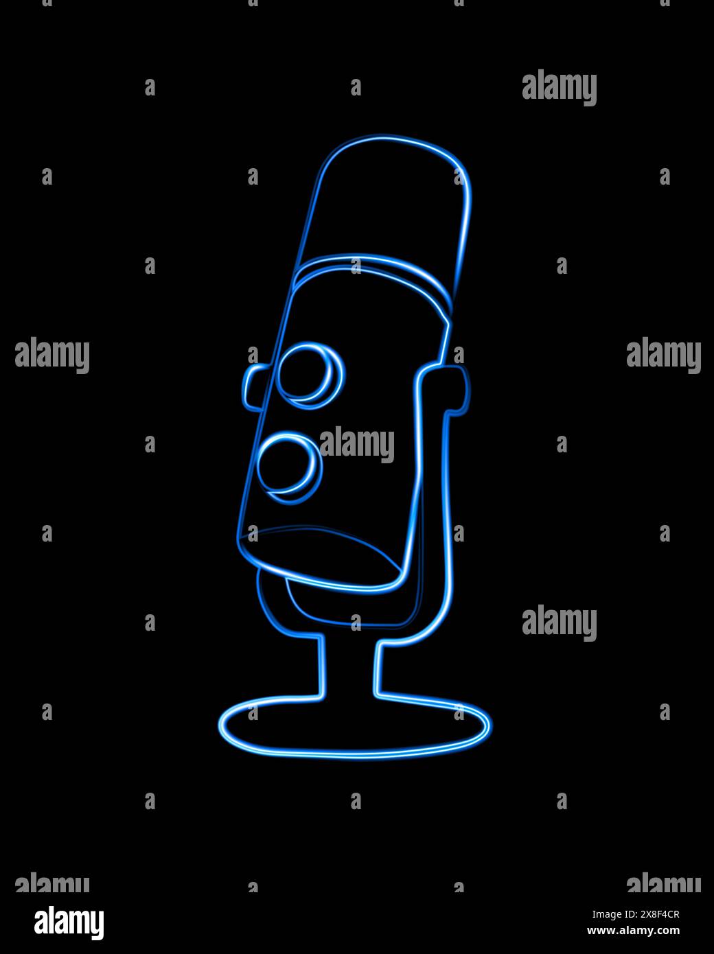 Neon studio microphone icon. Cartoon of neon studio microphone vector ...