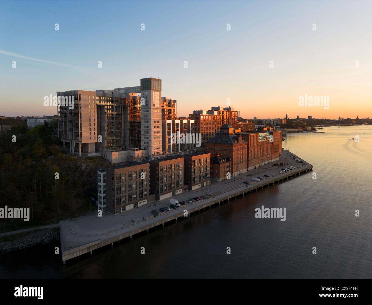 Aerial view of Kvarnholmen, residential district in Nacka, Sweden, a ...