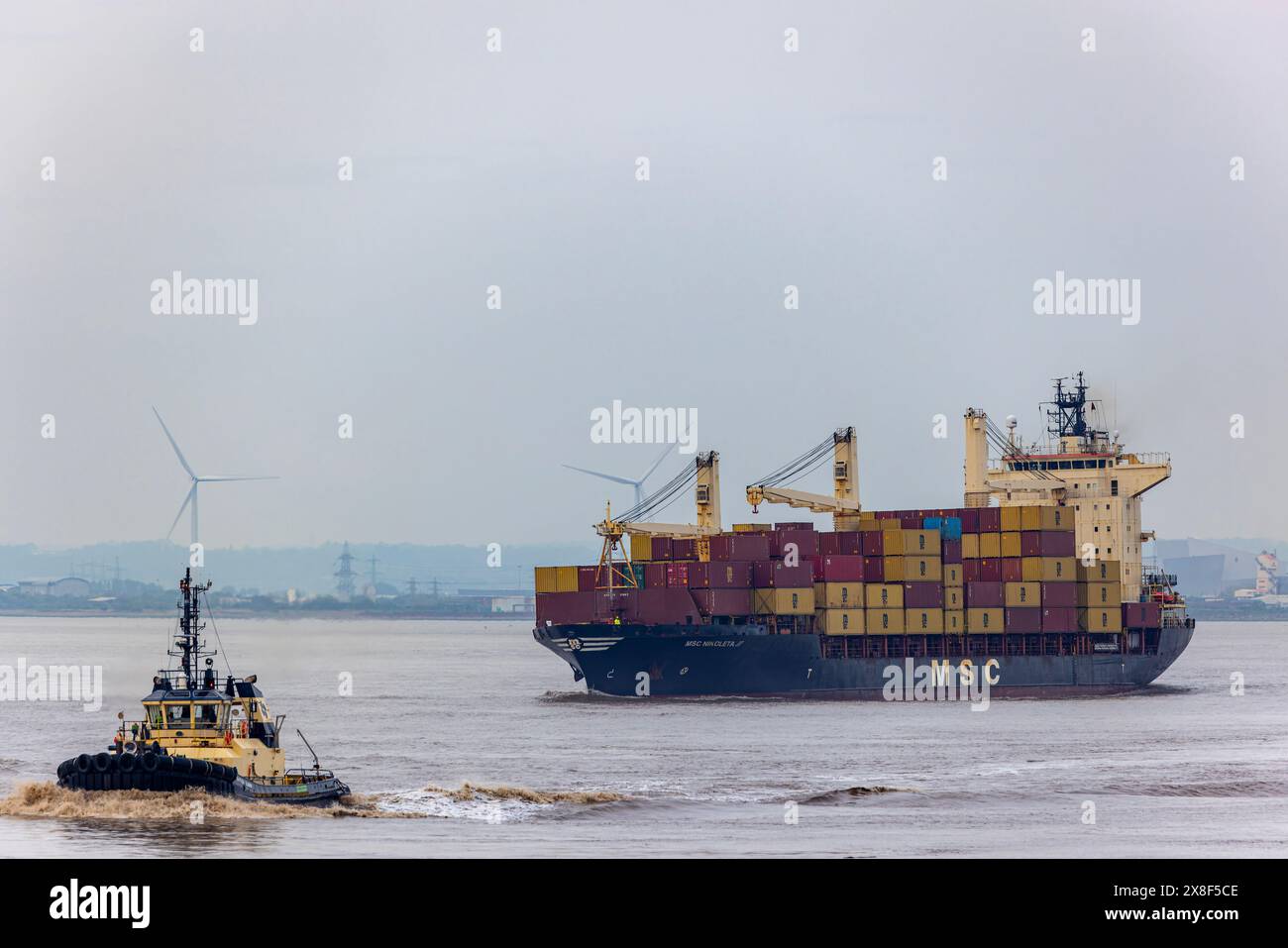 Container vessel MSC Nikoleta II heading out to sea Stock Photo - Alamy