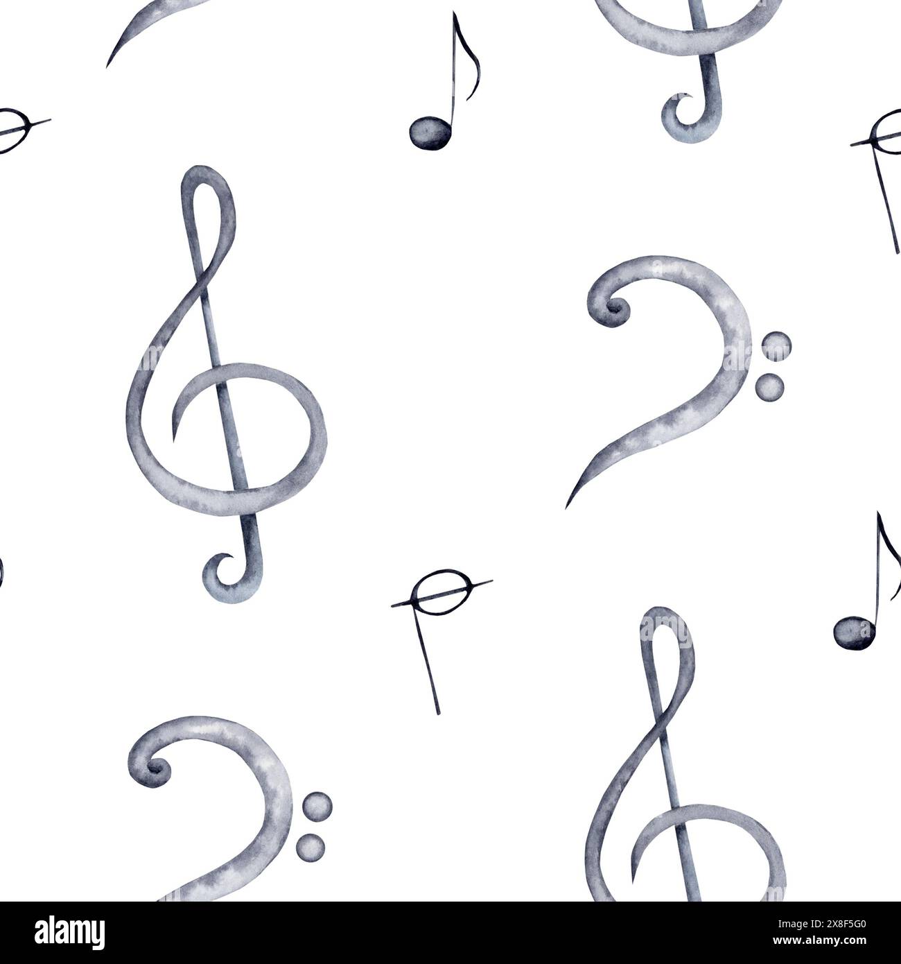 Seamless pattern treble and bass clef symbol. Classical music notes and ...