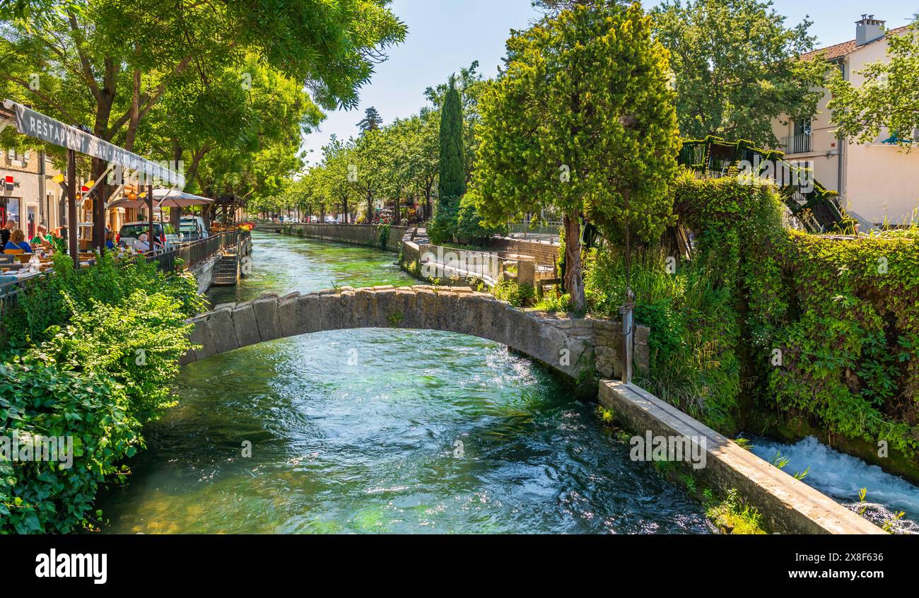 The Sorgue river, at Isle sur la Sorgue, in Vaucluse, in Provence ...