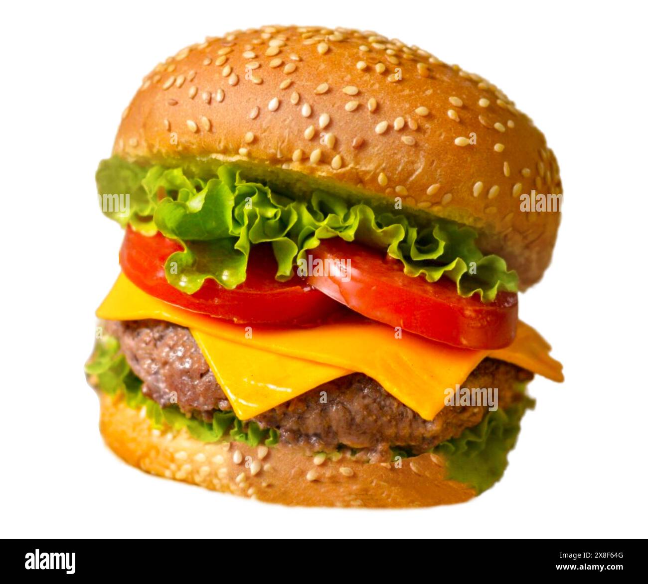 fresh tasty hamburger Classic cheeseburger with beef patty, pickles ...