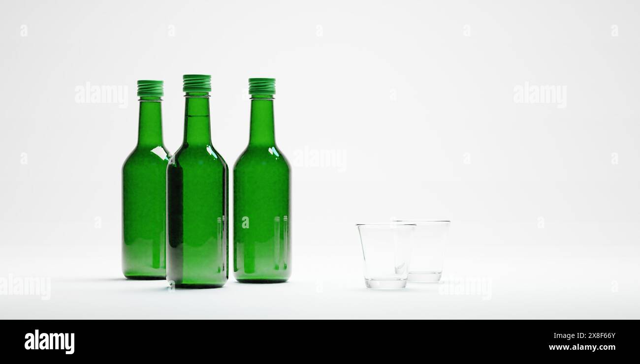 3d render of isolated studio korean soju bottle alcohoc beverage Stock ...