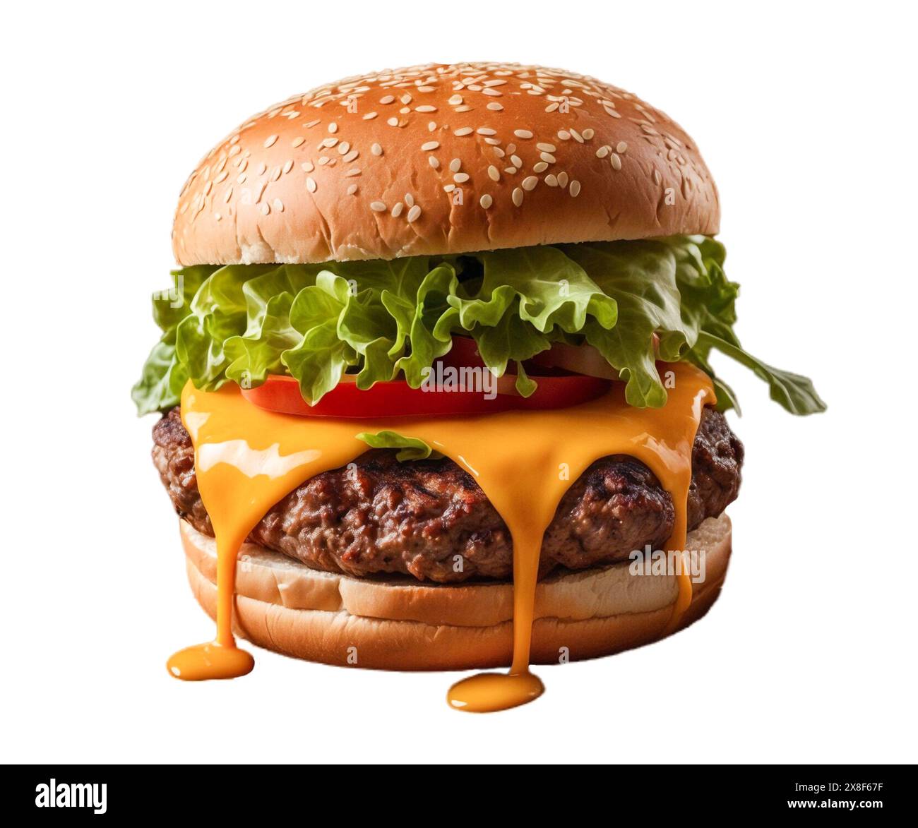 fresh tasty hamburger Classic cheeseburger with beef patty, pickles ...