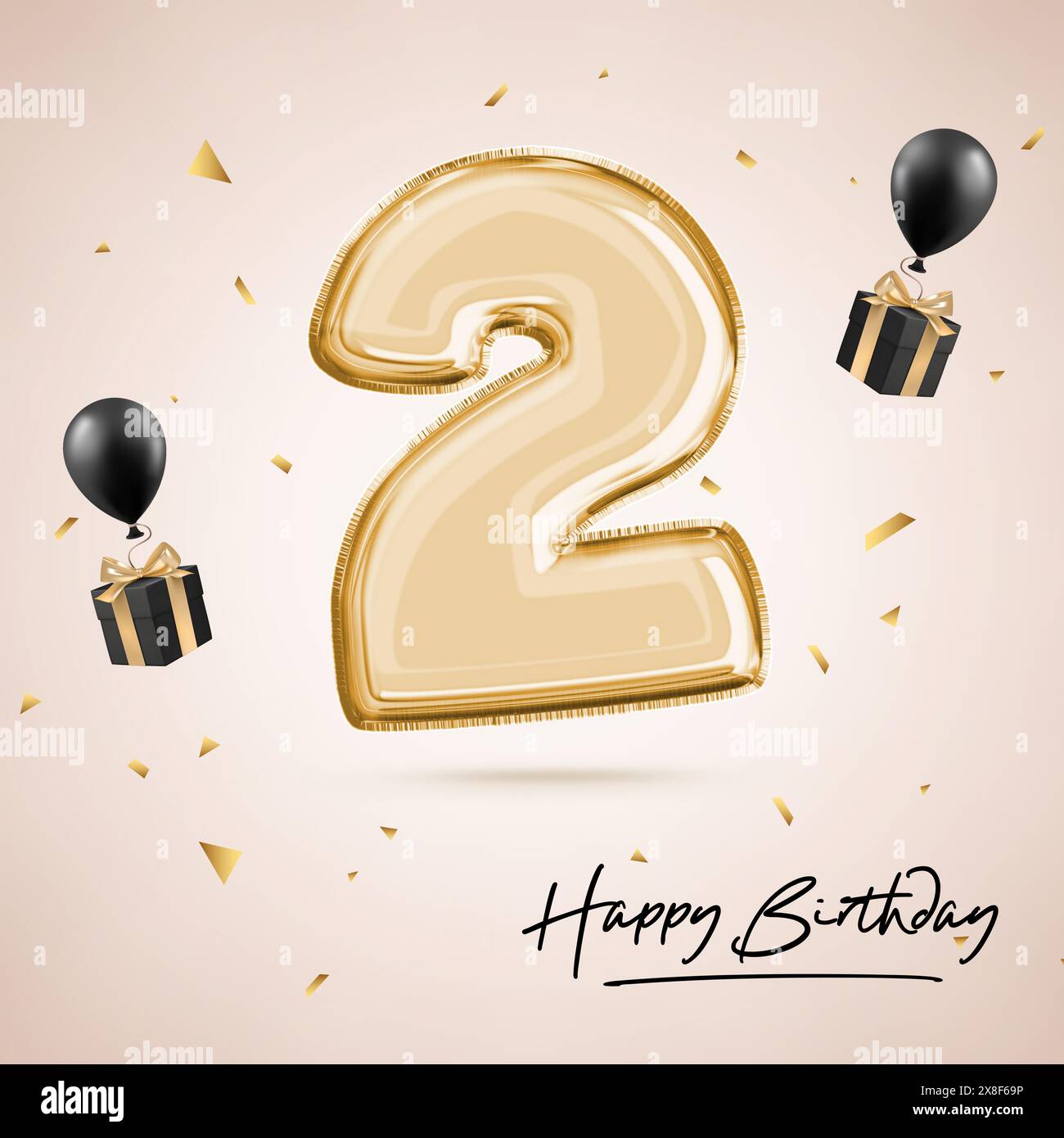 Celebrating a two years anniversary. Birthday number 2 black balloon ...