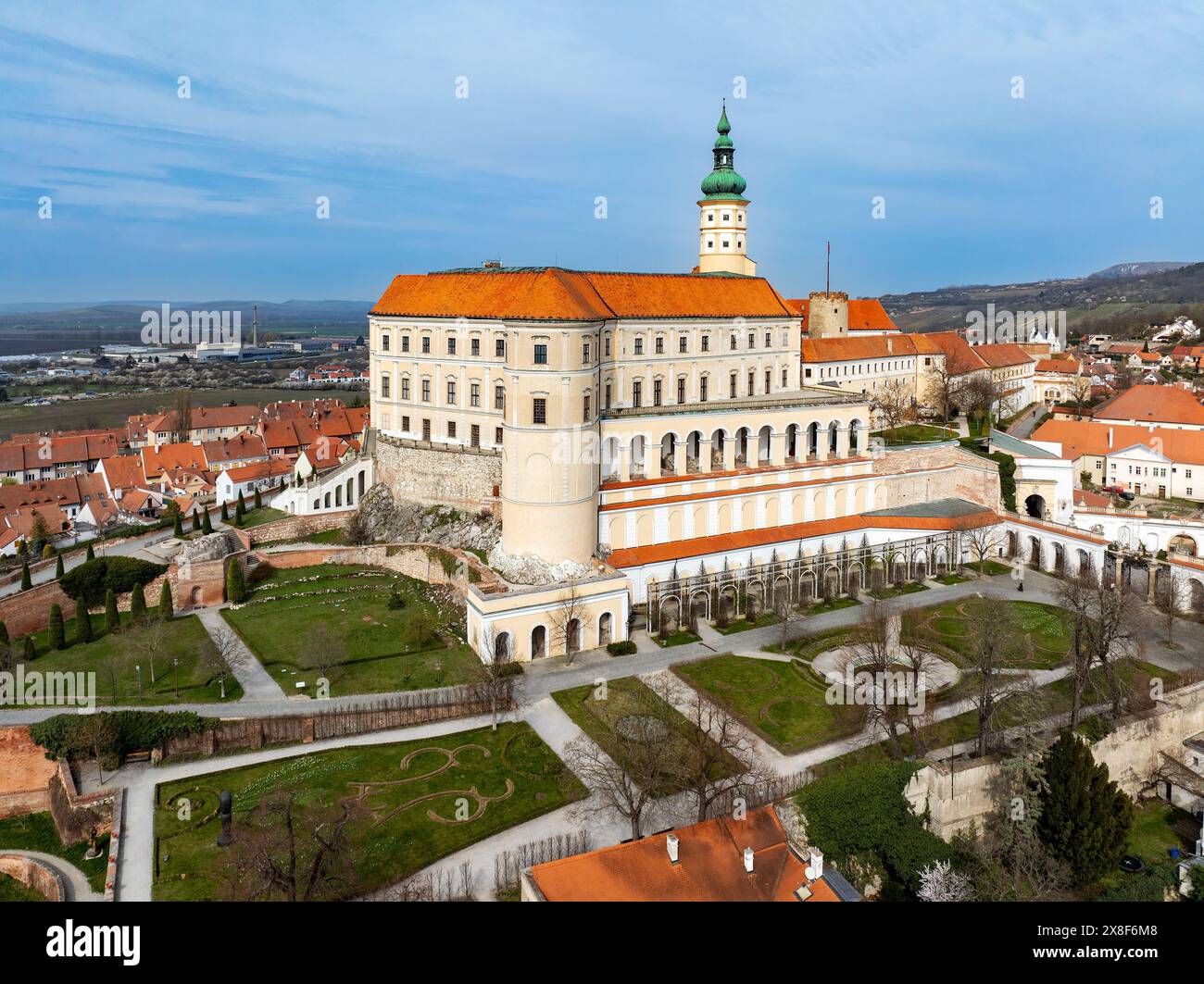 Mikulov castle in South Moravia, Czech Republic. Build on a rock ...