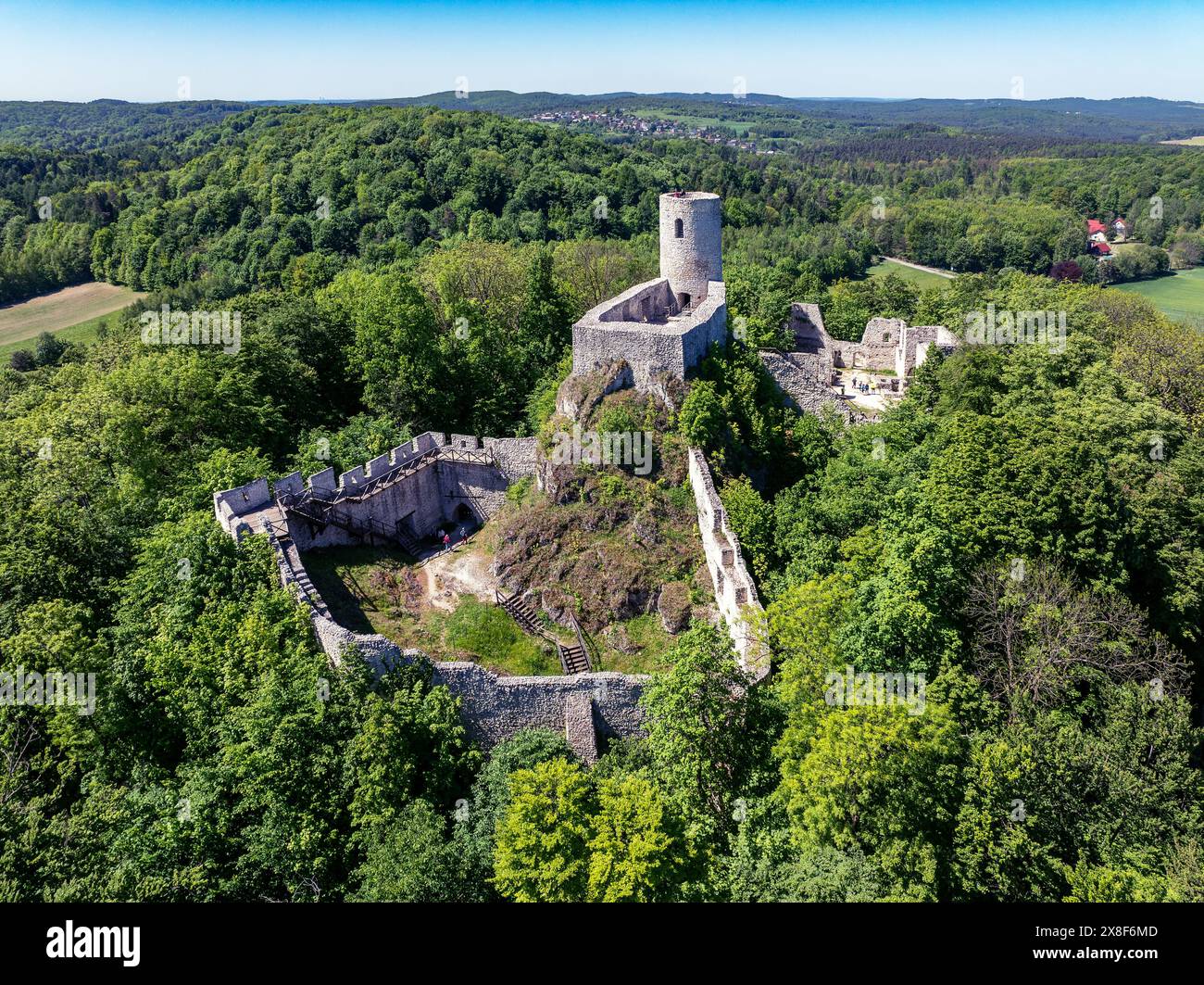 Ruins of medieval castle in Smolen in Poland on the rocky hill ...