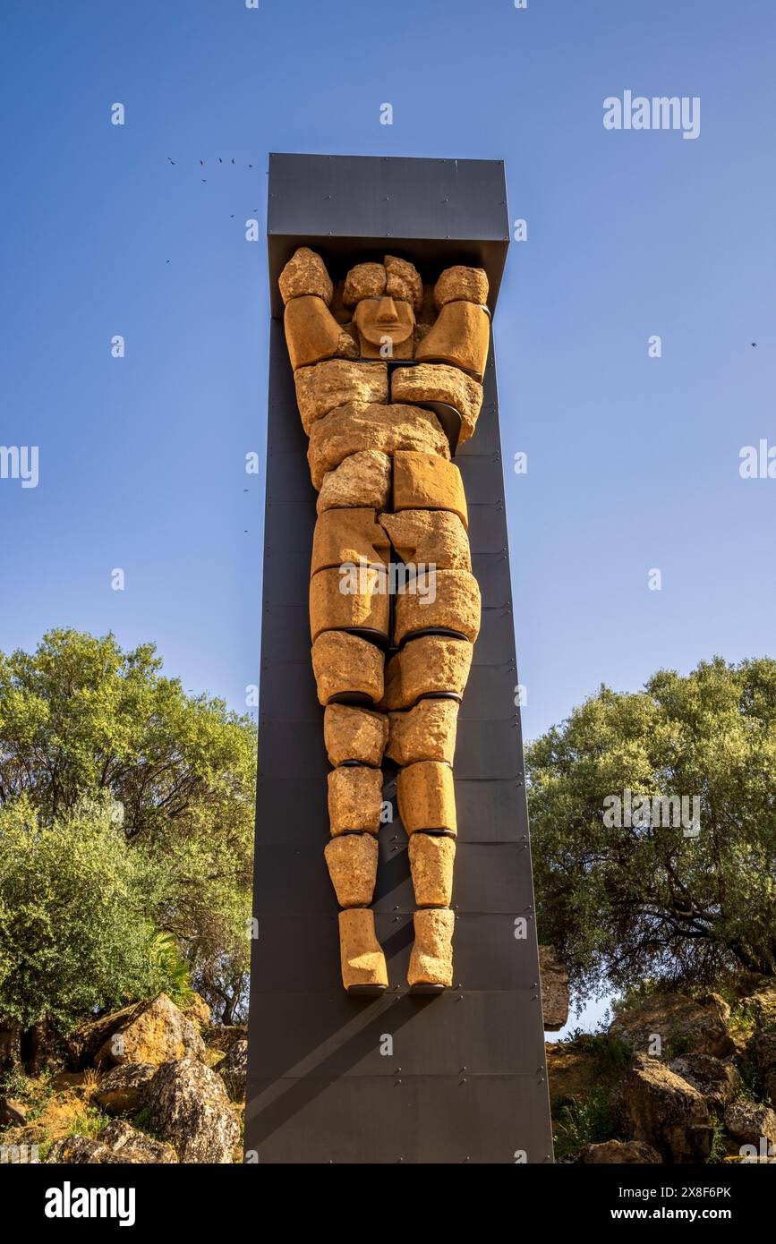 A reconstructed Telamon from the Temple of Olympian Zeus in the ...
