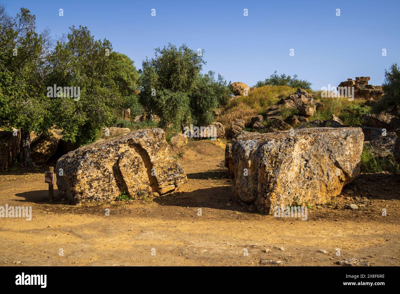 Limestone blocks from ruined Greek Temples, Valley of the Temples ...