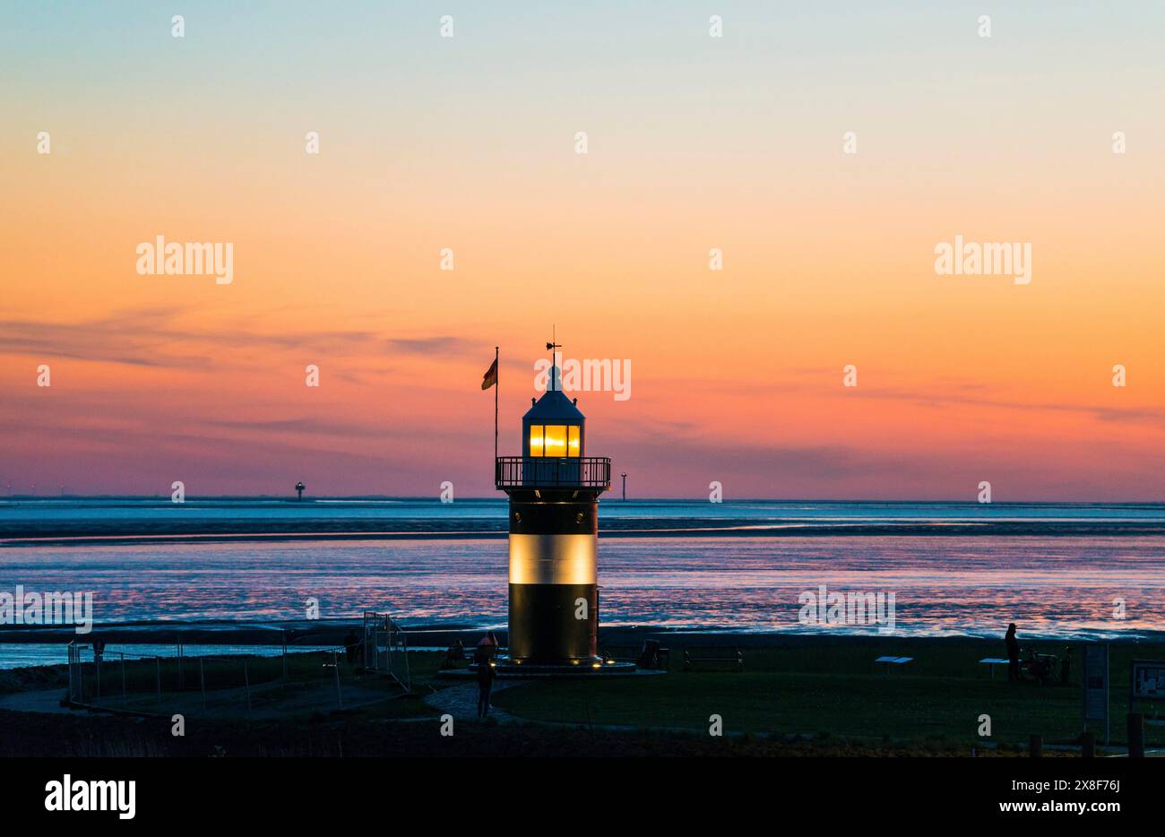Black and white lighthouse, called 'Kleiner Preusse', lighthouse and ...