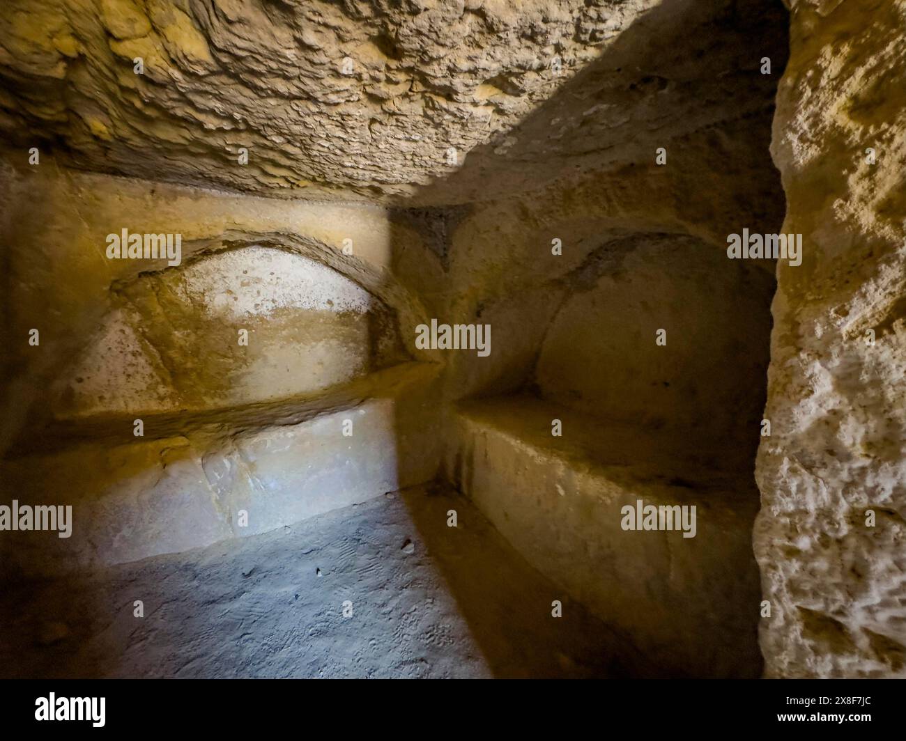 Cave of former Roman necropolis with sandstone caves carved into ...