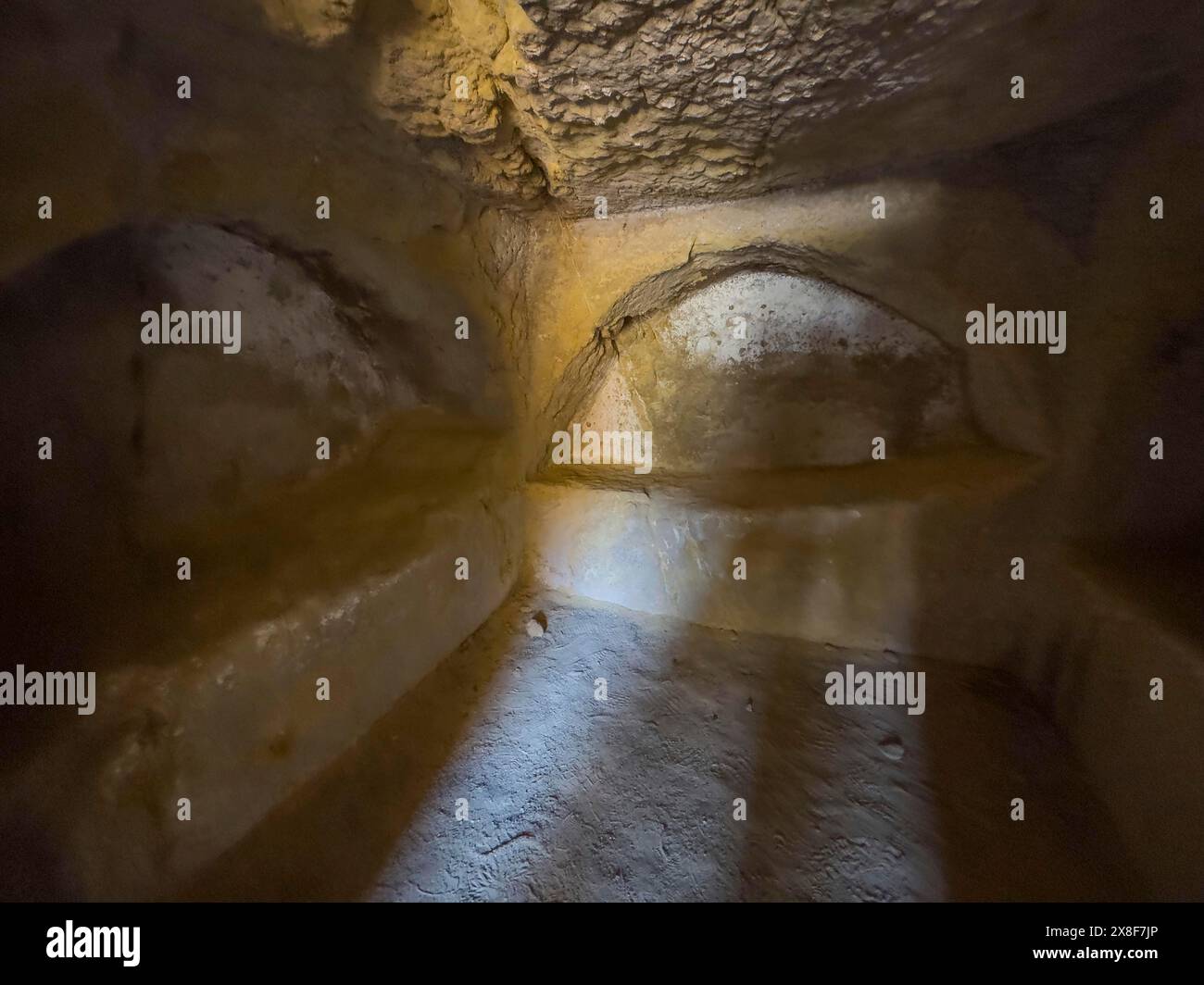 Cave of former Roman necropolis with sandstone caves carved into ...