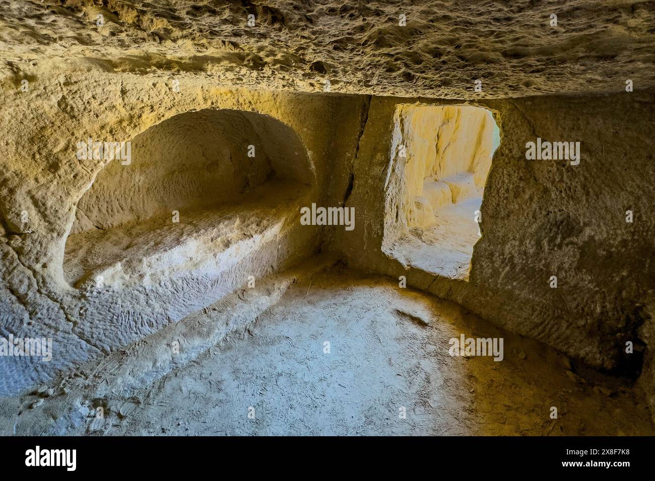 Cave of former Roman necropolis with sandstone caves carved into ...
