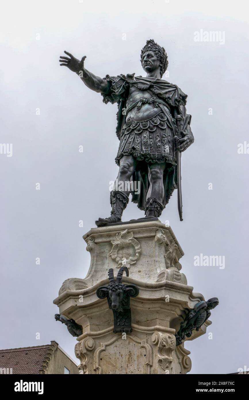 Sculpture of the Roman Emperor Augustus on the Augustus Fountain in ...