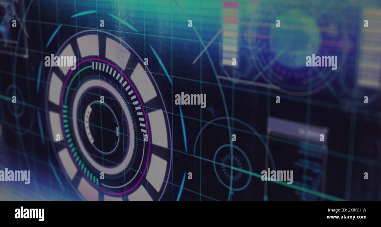 Image of scope scanning over data processing Stock Photo - Alamy
