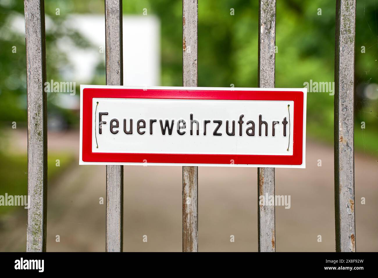 Augsburg, Bavaria, Germany - 23 May 2024: Sign on a fence: Fire brigade ...