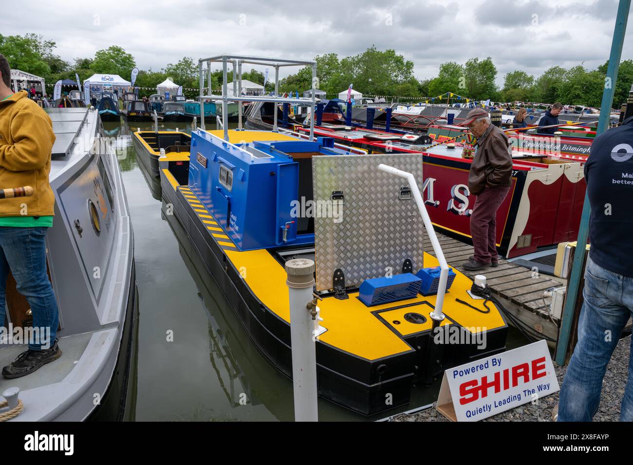 A new Canal and River Trust workboat on show at the Crick Boat Show ...