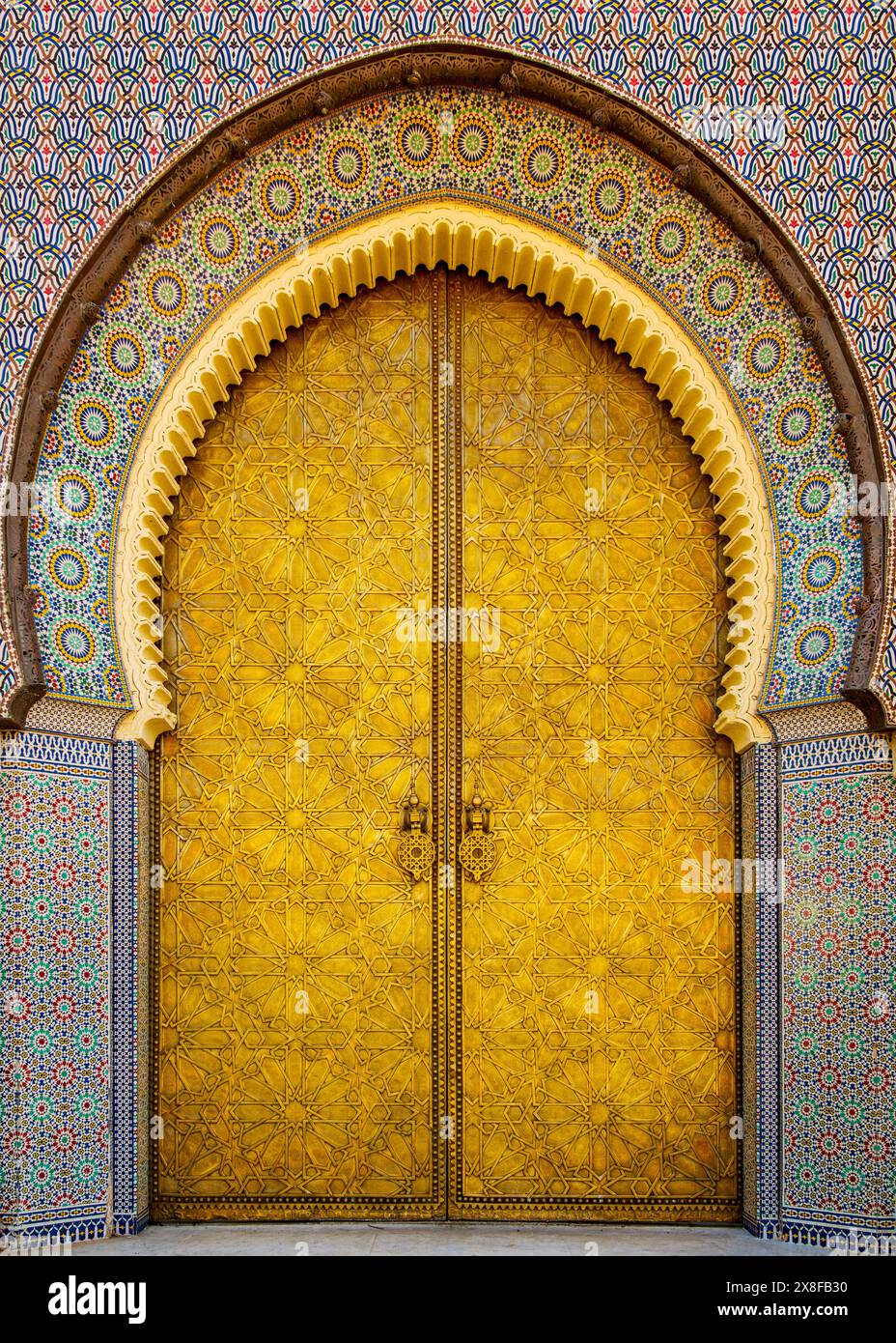 Fes, Morocco Golden door of the Royal Palace in Fez, Fes Stock Photo ...