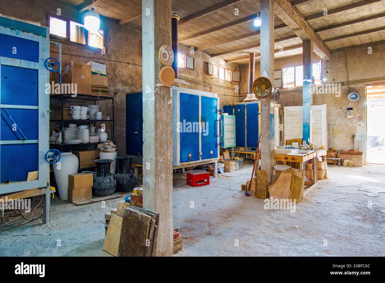 Fez, Morocco Production of ceramic, laboratory with craftsman workers ...