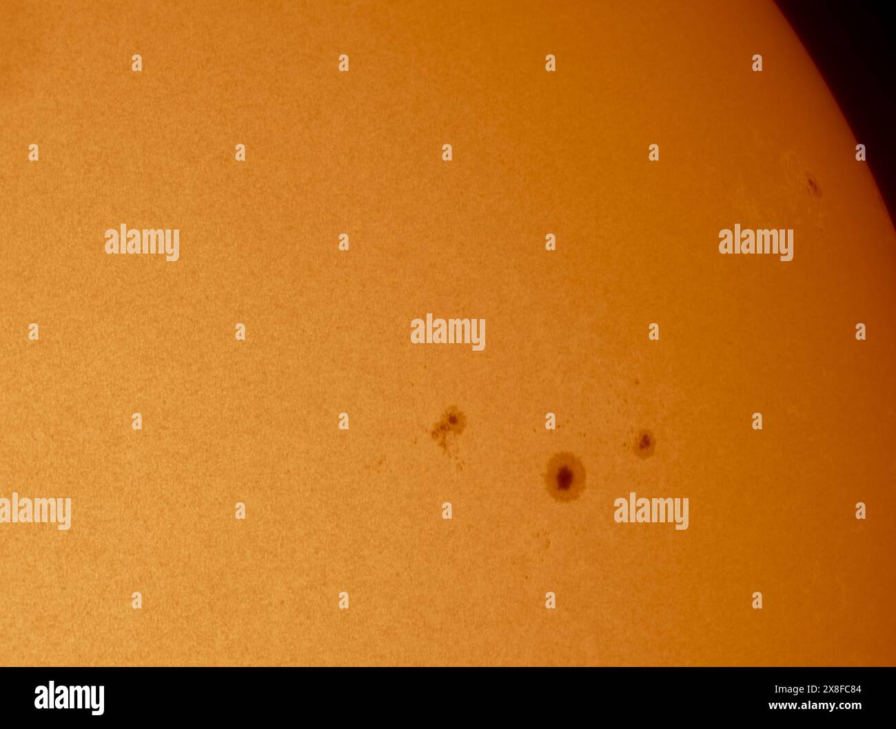 London, UK. 25th May, 2024. Closeup sunspots AR3686, 3685 and 3684 as ...