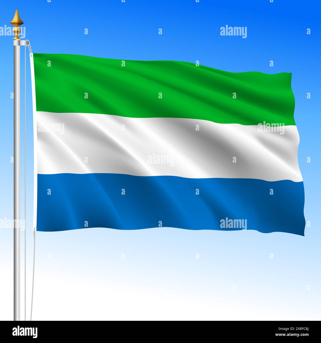 Sierra Leone, official national waving flag, african country, vector ...