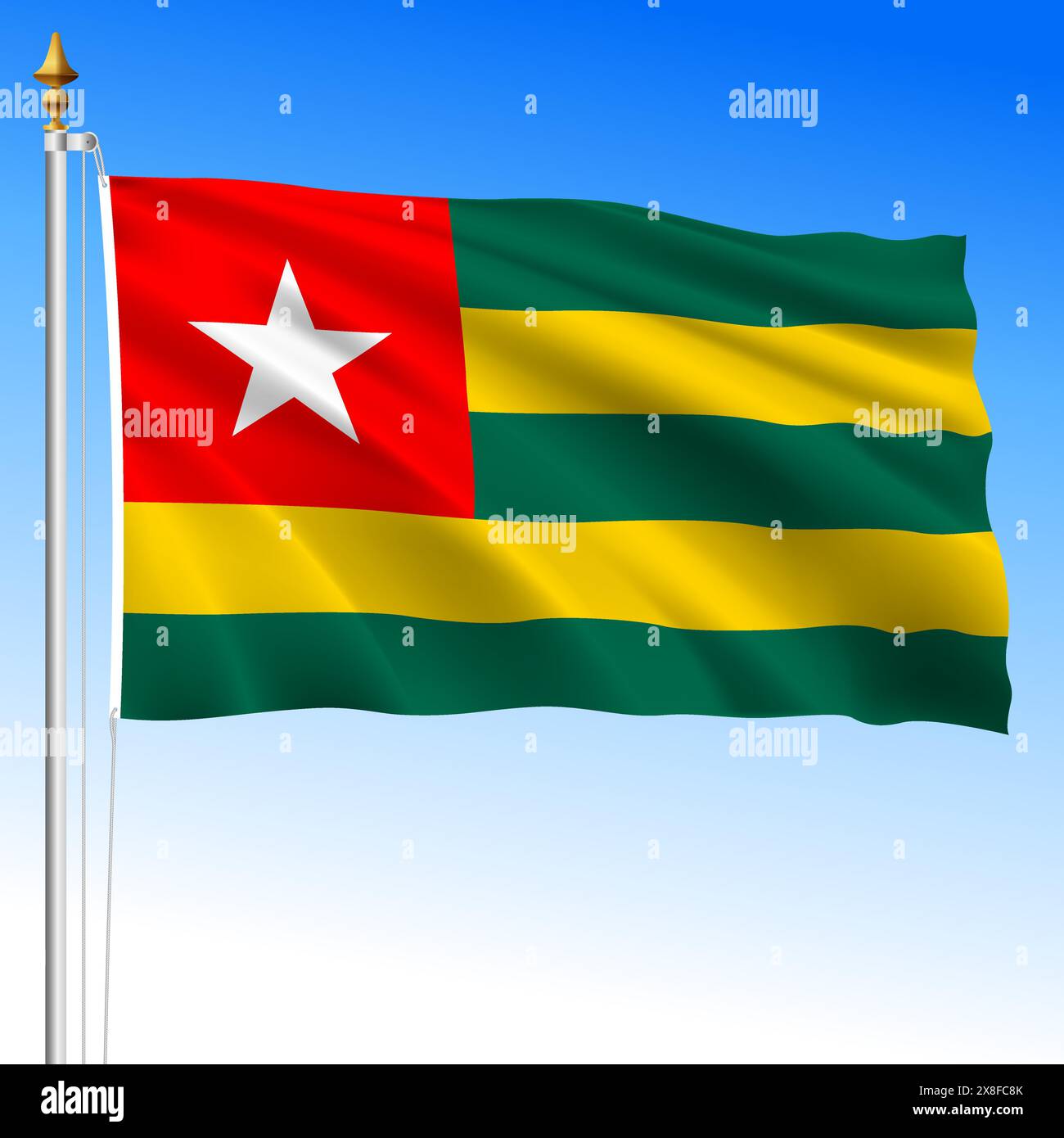 Togo official national waving flag, african country, vector ...