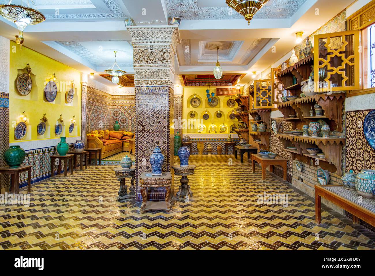 Fez, Morocco Production of ceramic, laboratory with craftsman workers ...