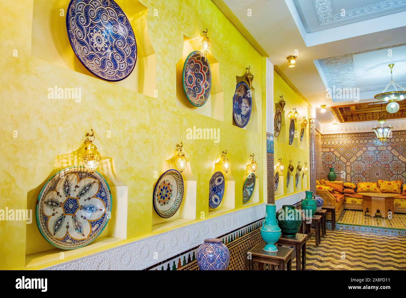 Fez, Morocco Production of ceramic, laboratory with craftsman workers ...