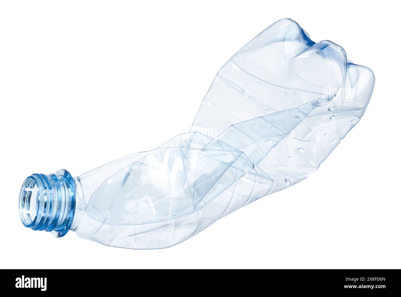 Crumpled disposable plastic bottle isolated on white Stock Photo - Alamy