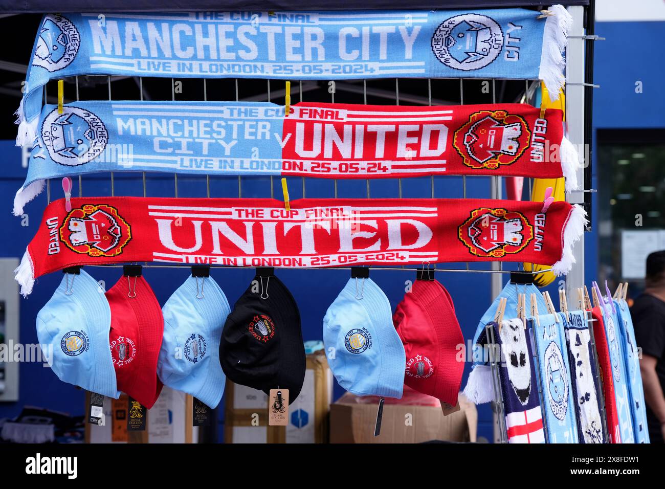 Merchandise for sale ahead of the Emirates FA Cup final at Wembley ...