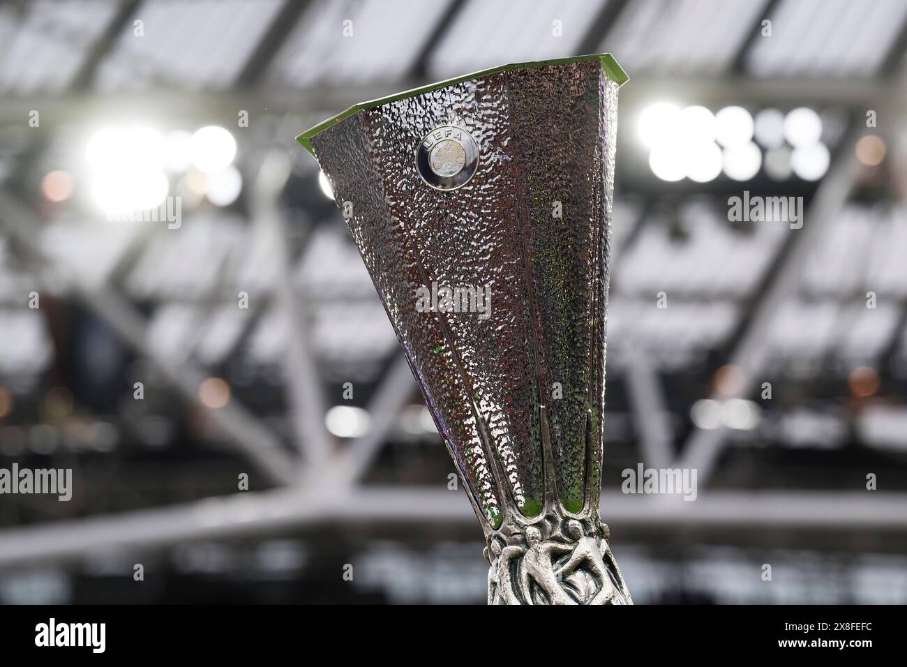 Dublin, Ireland. 22 May 2024. The trophy of the UEFA Europa League is ...