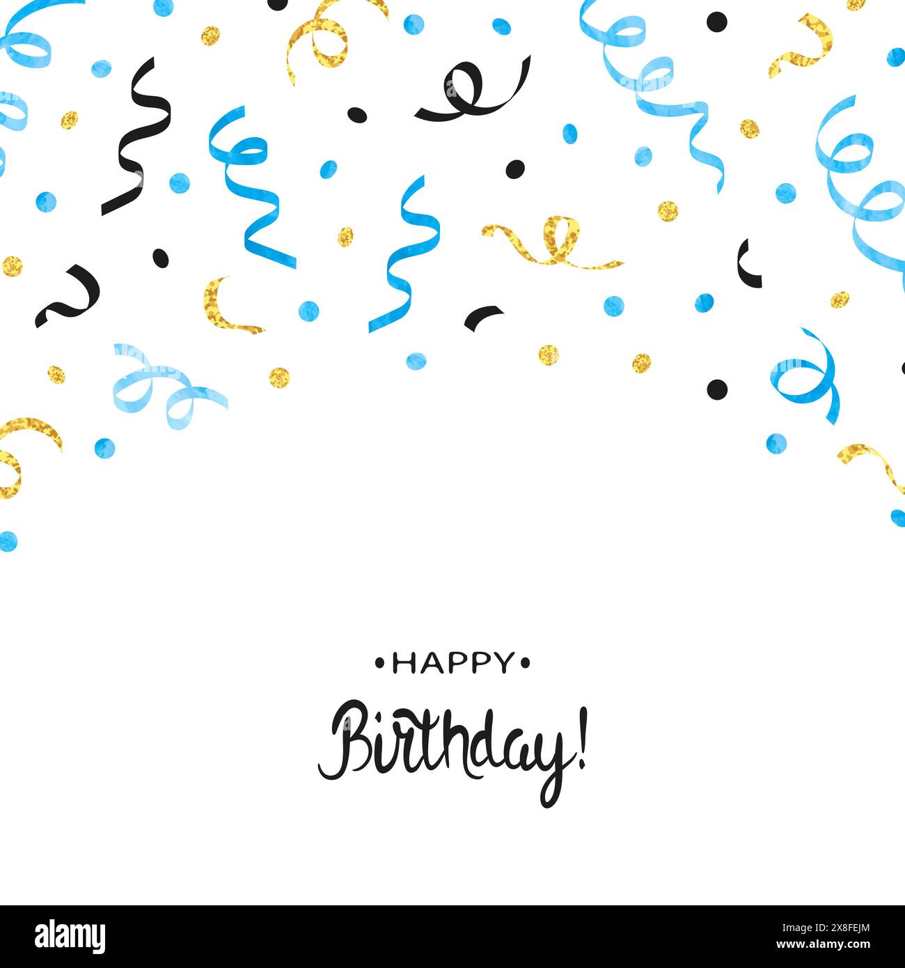 Happy Birthday card in blue and golden colors. Celebration vector ...