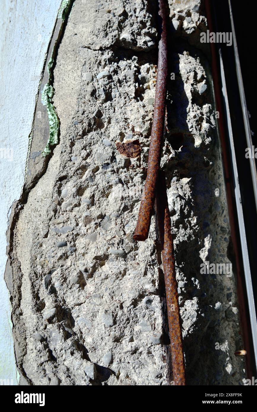 Details of poor reinforcement cover, leading to spalling concrete Stock ...