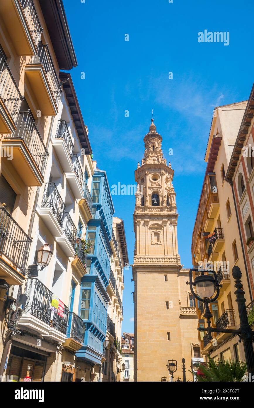 Street and cathedral. Logroño, Spain Stock Photo - Alamy